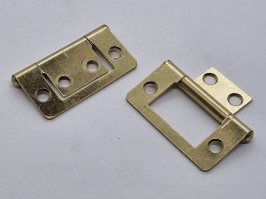 Flush Hinge Brass Finish 38mm (2) | Your Caravan Shop